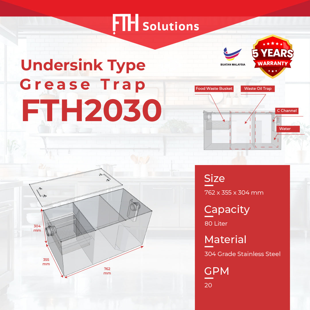 20 GPM (80L) Kitchen Grease Trap – FTH Solutions