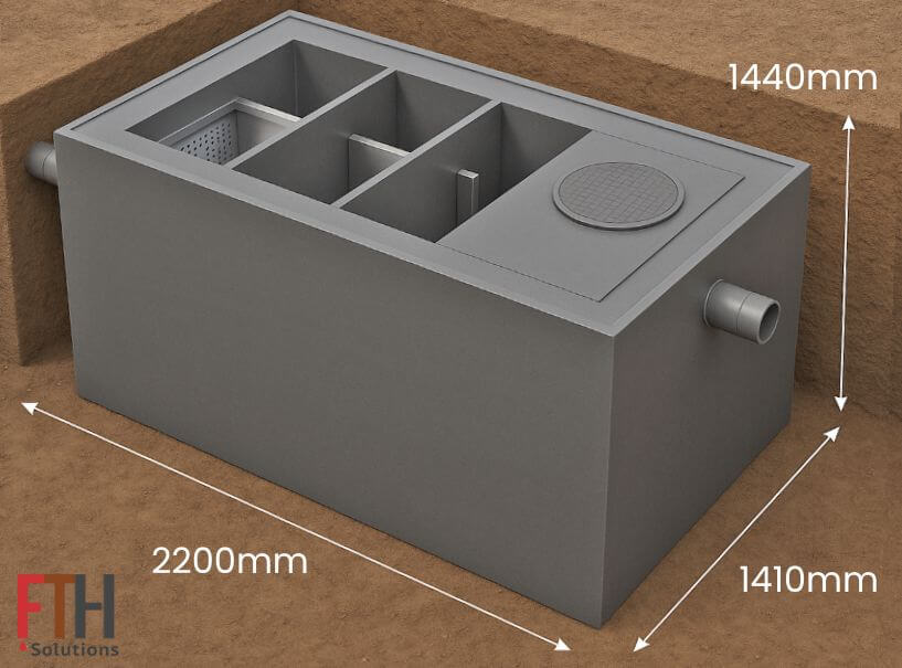 300 GPM (6" Pipe) Centralised Kitchen Grease Trap – FTH Solutions